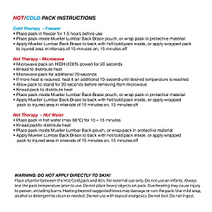 MUELLER Sports Medicine 4-in-1 Lumbar Back Brace with Removable Hot/Cold Pack, for Men and Women, Black, One Size