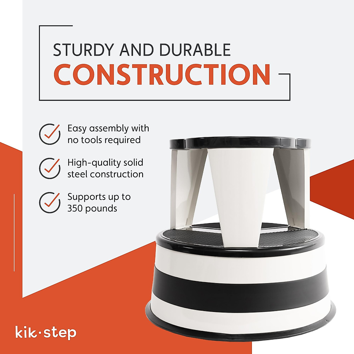 Cramer Kik Step Steel Step Stool - Two Step Stool, Holds 350 lbs (White)