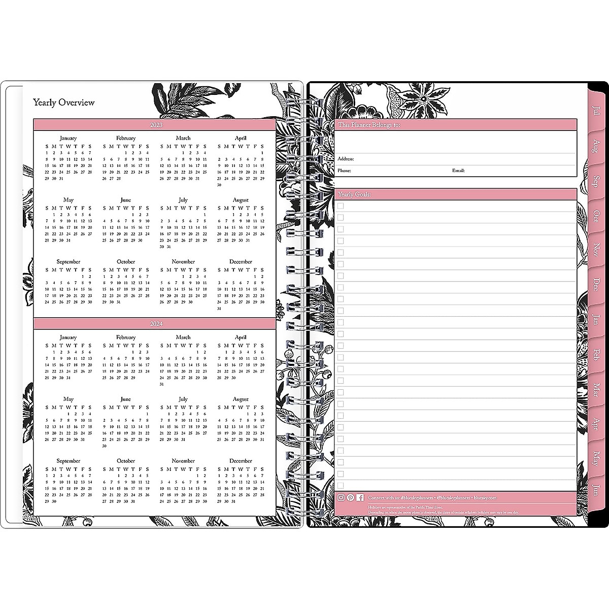 Blue Sky 2023-2024 Academic Year Weekly and Monthly Planner, 5" x 8", Flexible Cover, Wirebound, Analeis (130608-A24)