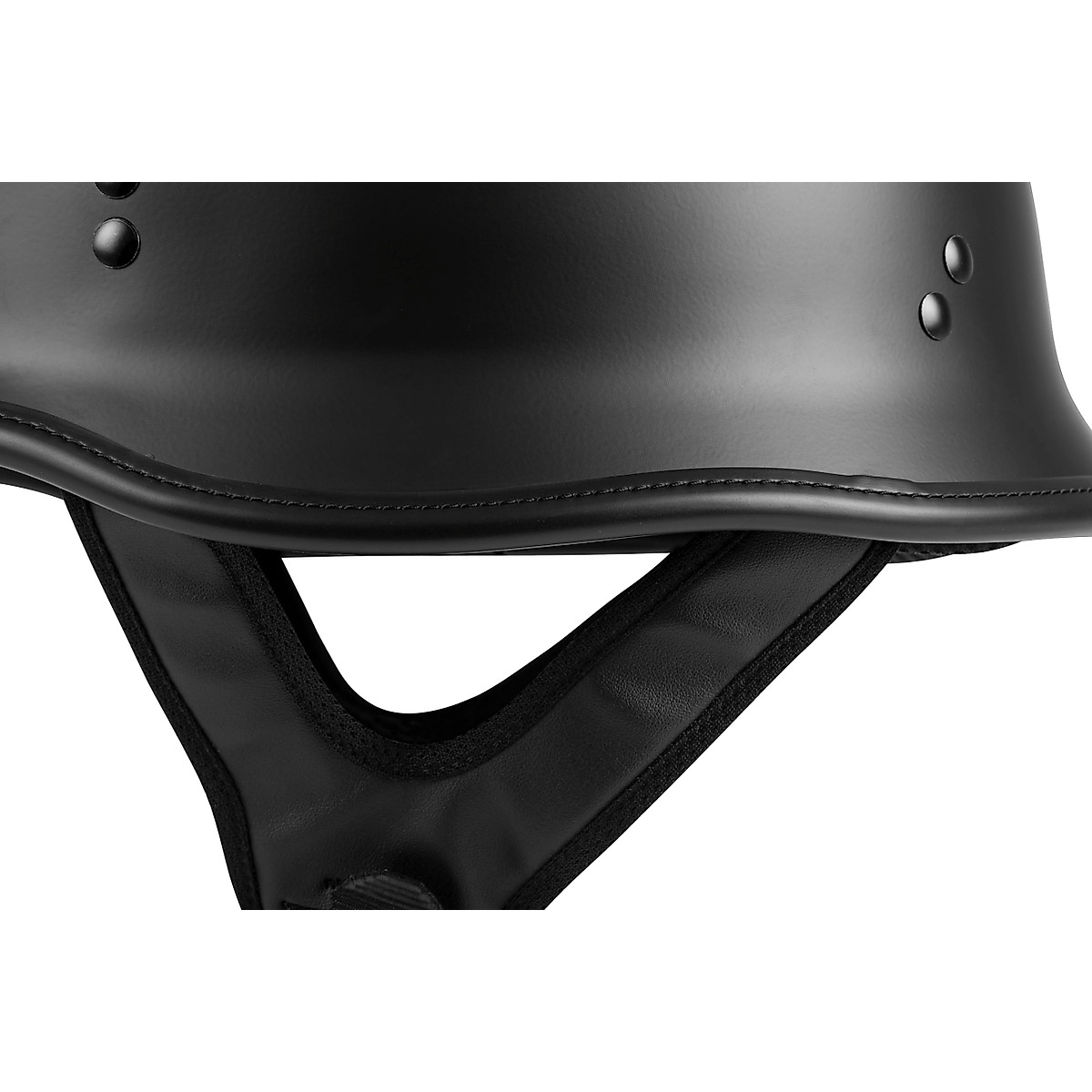 HIGHWAY 21 9-Millimeter German Beanie Helmet, Half Shell Motorcycle Gear, Black Safety Head Cover, Dual D-Ring Chinstrap