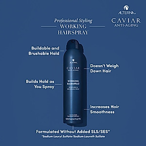Alterna Caviar Anti-Aging Professional Styling Working Hair Spray | Ultra-dry, Brushable | Helps Control Frizz & Adds Shine | Sulfate Free | Nutmeg
