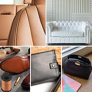 Upholstery Thread, Nylon Heavy Duty Sewing Kit, Upholstery Needle and Thread for Leather, Carpet, Furniture, Shoe, Includes 3 Rolls Thread (73.5yd Per Roll, 3 Colors), 7 Shaped Needles, 1 Threader