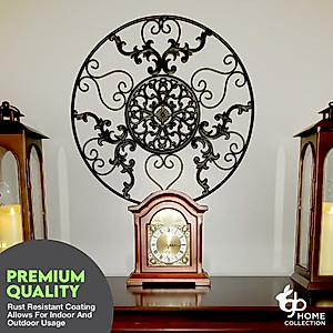 GB Home Metal Wall Décor Living Room Victorian Style Wall Art Décor, Circular Medallion Design, 24 X 24 Inches - Black