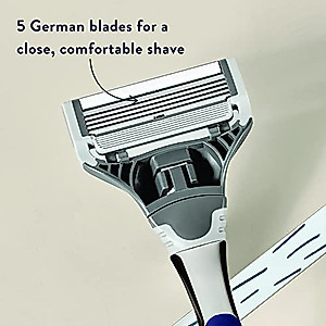 Harry's Razors for Men - Winston Shaving Set 5 Blade Razors with Lubricating Strip & Precision Trimmer, 3 Razor Blade Refills, Travel Blade Cover, and 4 Oz Shave Gel