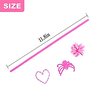 100Pcs Pink Pipe Cleaners，30cmX6mm Pipe Cleaners Craft Chenille Stems for DIY Art Creative Crafts (Pink100)