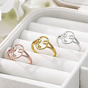 Human face ring,stainless steel ring,stainless steel,ring,engagement ring,adjustable ring,statement ring,face ring,silver ring,human face (Gold)