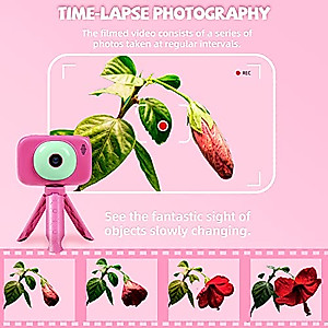 seanme Selfie Camera for Kids with 32GB Card, 40MP & 1080P HD Kids Digital Camera Toys for 3-8 Year olds, Birthday & Christmas Gifts for 3 4 5 6 7 8 9 10 Year Old Girls (Pink)