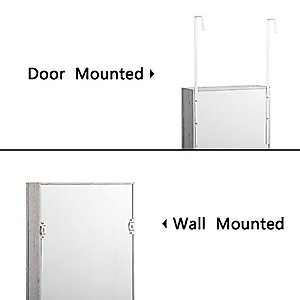 HollyHOME Mirrored Jewelry Cabinet Lockable Wall Door Mounted Jewelry Armoire Organizer with Full Length Mirror Space Saving Lockable,White