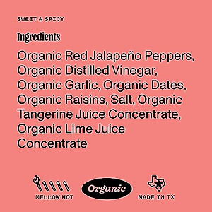 Organic Sriracha Hot Sauce by Yellowbird - Organic Chili Pepper Sauce with Red Jalapenos, Agave and Garlic - Plant-Based, Gluten Free, Non-GMO - Homegrown in Austin - 9.8 oz