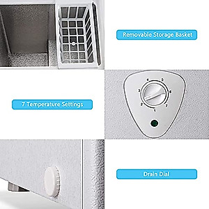 Deep Frezeer 3.5 Cubic Chest Freezer, Mini Freezer Compact Deep Freezer with Top Open Door and Removable Storage Basket, 7 Gears Temperature Control, Energy Saving, for Office Dorm or Apartment