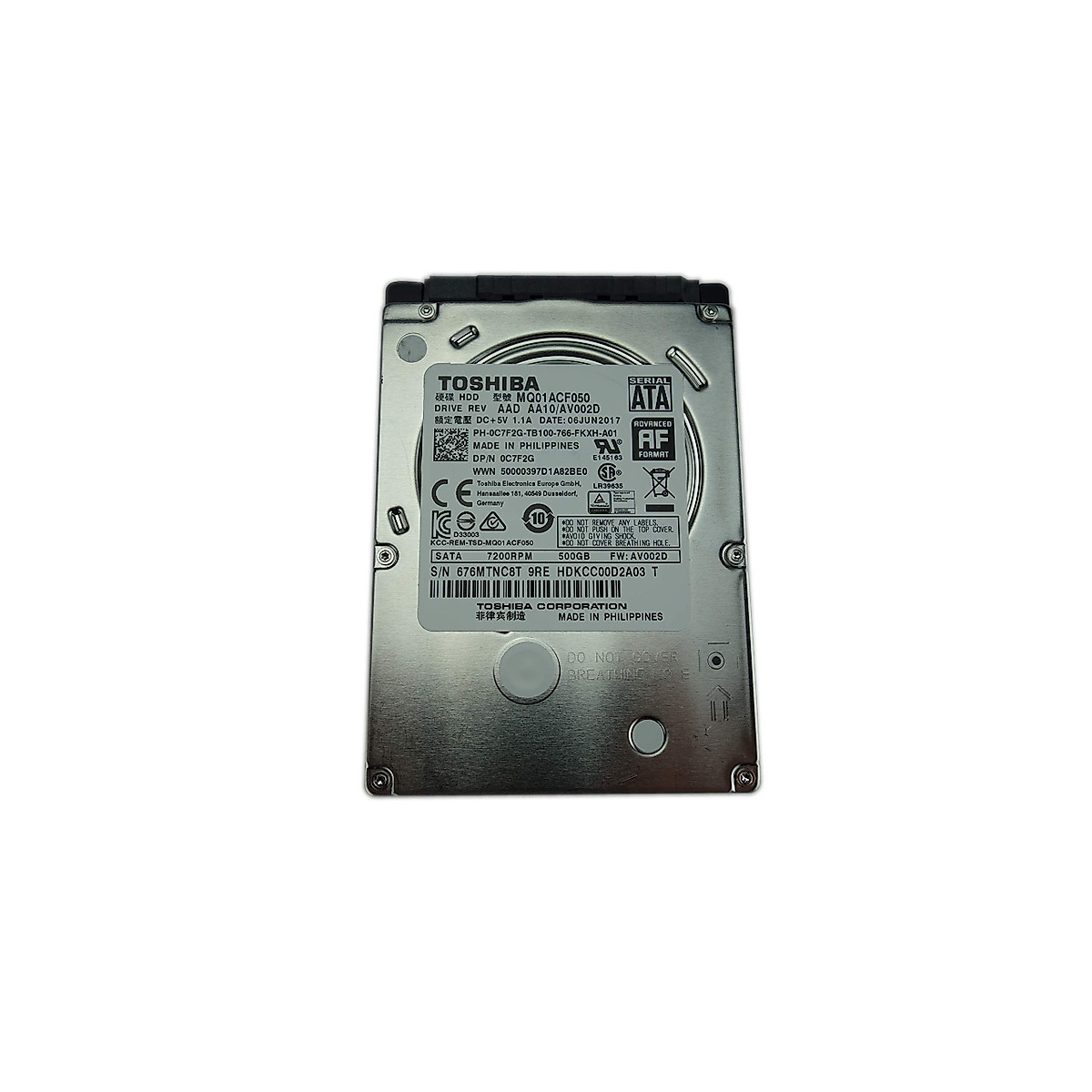 Toshiba MQ01ACF050 500.0GB 7.2K SATA 2.5 6Gbps Hard Drive