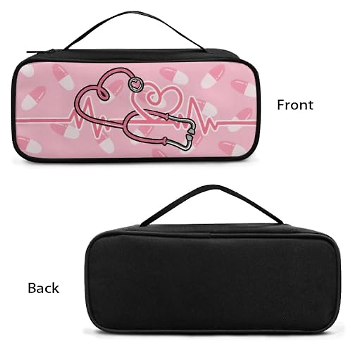 Rnyleeg Nursing Stethoscope Case Pink Heart Pattern Stethoscope Storage Pouch with Extra Room for Bandage Scissors and Penlights