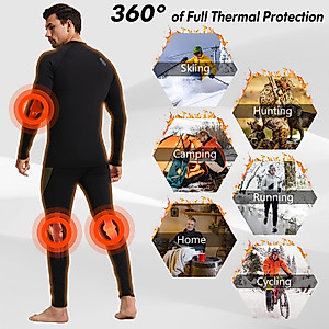 romision Mens Ultra Soft Thermal Underwear Set Fleece Lined Long Johns Warm Base Layers Top Bottom Set For Outdoor/Indoor Winter Activities A-black