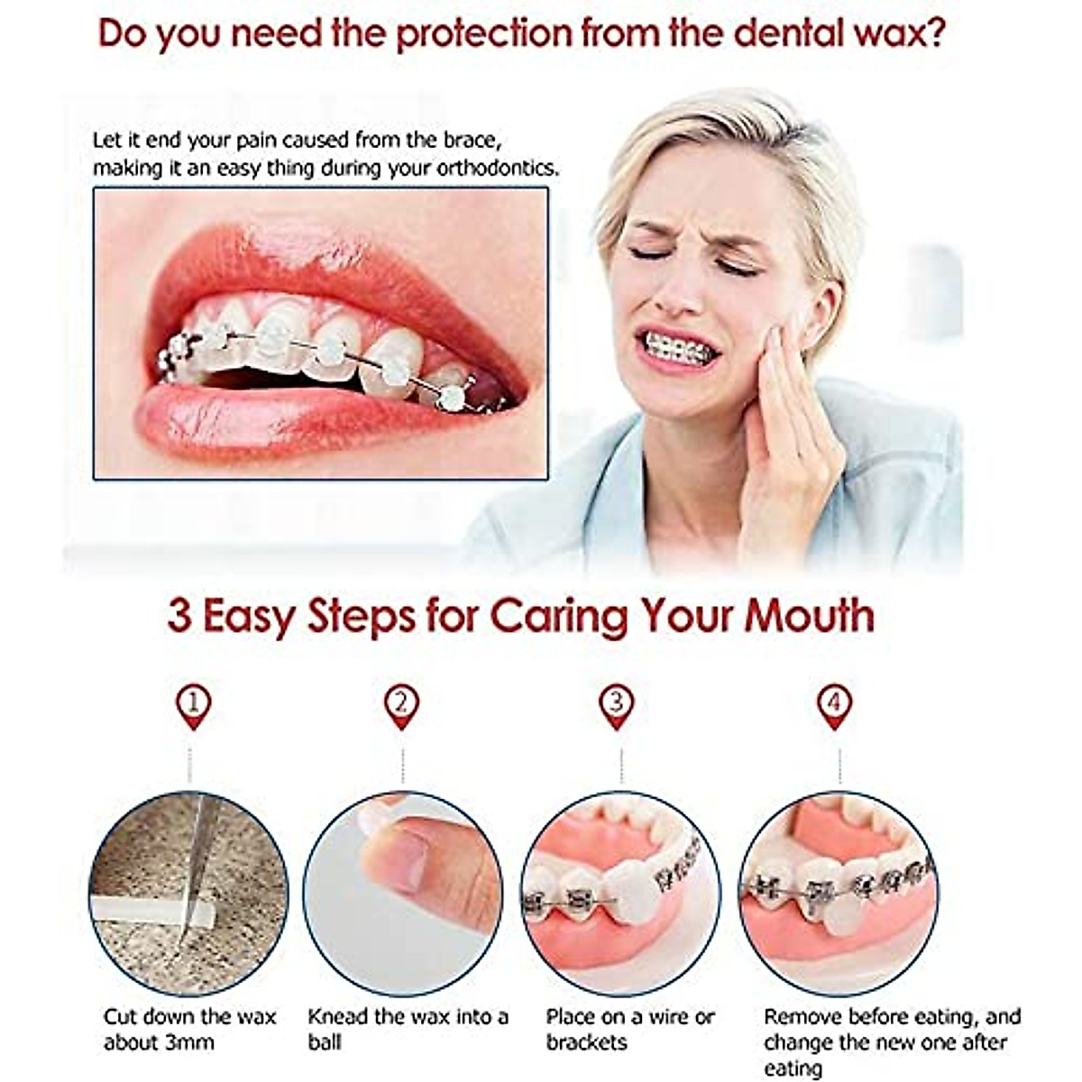 RZJZGZ Dental Oral Care Orthodontics Wax with Fruit Smell for Brace Wearers Flavored Gum Protection (3Pack)