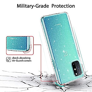 Lamcase for OnePlus 8T/OnePlus 8T+ 5G Case (2020), Crystal Clear Bling Sparkly Glitter Shiny Soft Flexible TPU Slim Fit Drop Protection Rugged Shockproof Cover Case for OnePlus 8T 2020, Clear Glitter