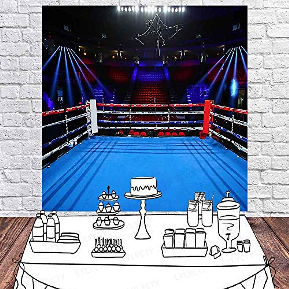 LYLYCTY 6x6ft Boxing Birthday Party Photography Backdrop Boxing Arena Sport Themed Background for Children Boy Portrait Birthday Party Decor Photo Booth Studio Props BJZYLY252