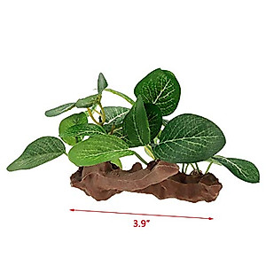 Bitray Aquarium Fish Tank Plastic Artificial Plant Lifelike Water Grass Decoration Green (Oval Leaf)