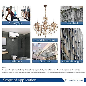 Expansion Screw, Stainless Steel Expansion Bolts, Screws, Screws, M6 Expansion Bolt - Expansion Screw Eye Bolt Anchor Bolts Concrete Screws Stainless Steel, Silver, M6x120-2pcs (Color : Silver)