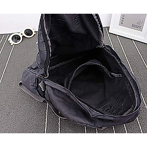 Womens Denim Backpack Purse Teen Girls Casual Style Lightweight Canvas Backpack School Bag Travel Daypack (Navy)