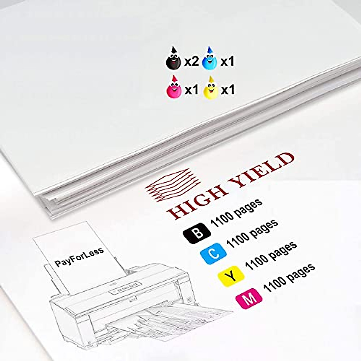 822XL Remanufactured for Epson 822XL Ink Cartridges for Epson 822XL Printer Ink Epson Workforce Pro WF-3820 WF-4820 WF-4830 WF-4833 WF-4834 Printer (2BCMY,5 Pack)