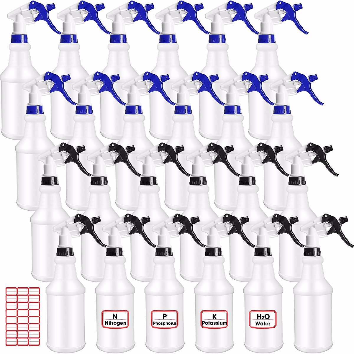 16 oz Plastic Spray Bottle for Cleaning Solutions, Spray Bottles Bulk Empty and Reusable Leak Proof Spraying Bottles for Cleaning, Water, Auto Details, Commercial, Bathroom, Kitchen(Black, White)