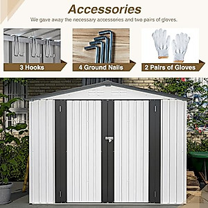 Goohome 6x8ft Metal Outdoor Storage Shed, Large Heavy Duty Tool Sheds with Lockable Doors & Air Vent,Utility and Tool Storage shed for Backyard Patio Lawn to Store Bikes, Tools, Lawnmowers