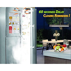 FRIDGGI - Fridge Door Chime with Delay, 60sec, 120sec, 180sec Delay Reminders, 80dB to 110dB, Freezer Door Alarm When Left Open (Black)