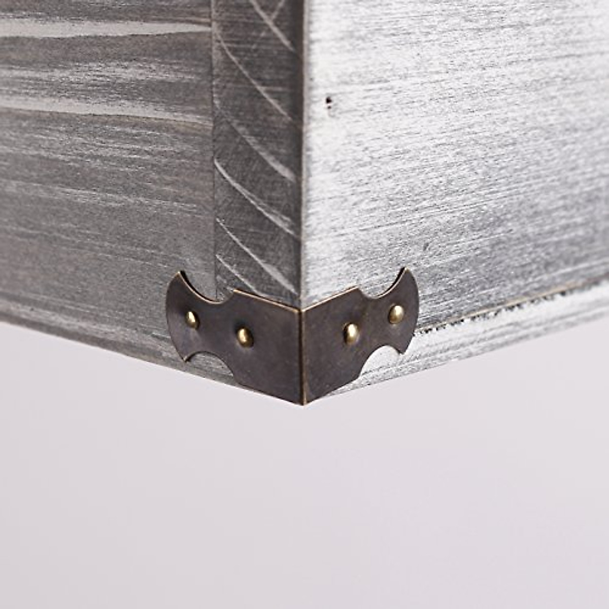 VERGOODR Gray Farmhouse Style Torched Wood Square Waste Bin with Decorative Metal Brackets Trash Can for Bedroom,Living Room, Bathroom & Office