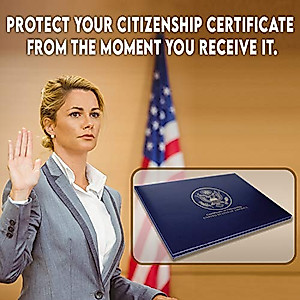 US Citizenship Certificate Holder | US Citizenship Gifts | 2023 Naturalization Certificate Padded Holder with Cover. Golden Great Seal of The United States.