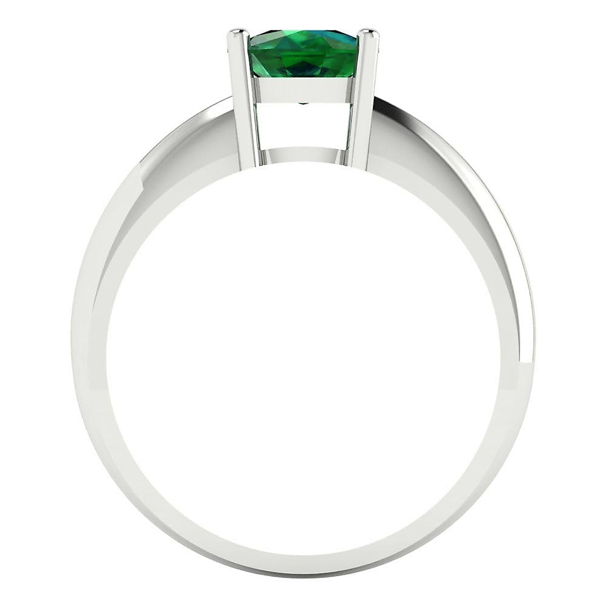 Clara Pucci 1.50 ct Cushion Cut Solitaire VVS1 Green Emerald Wedding Bridal Designer Anniversary Engagement Ring 14k White Gold 5.75