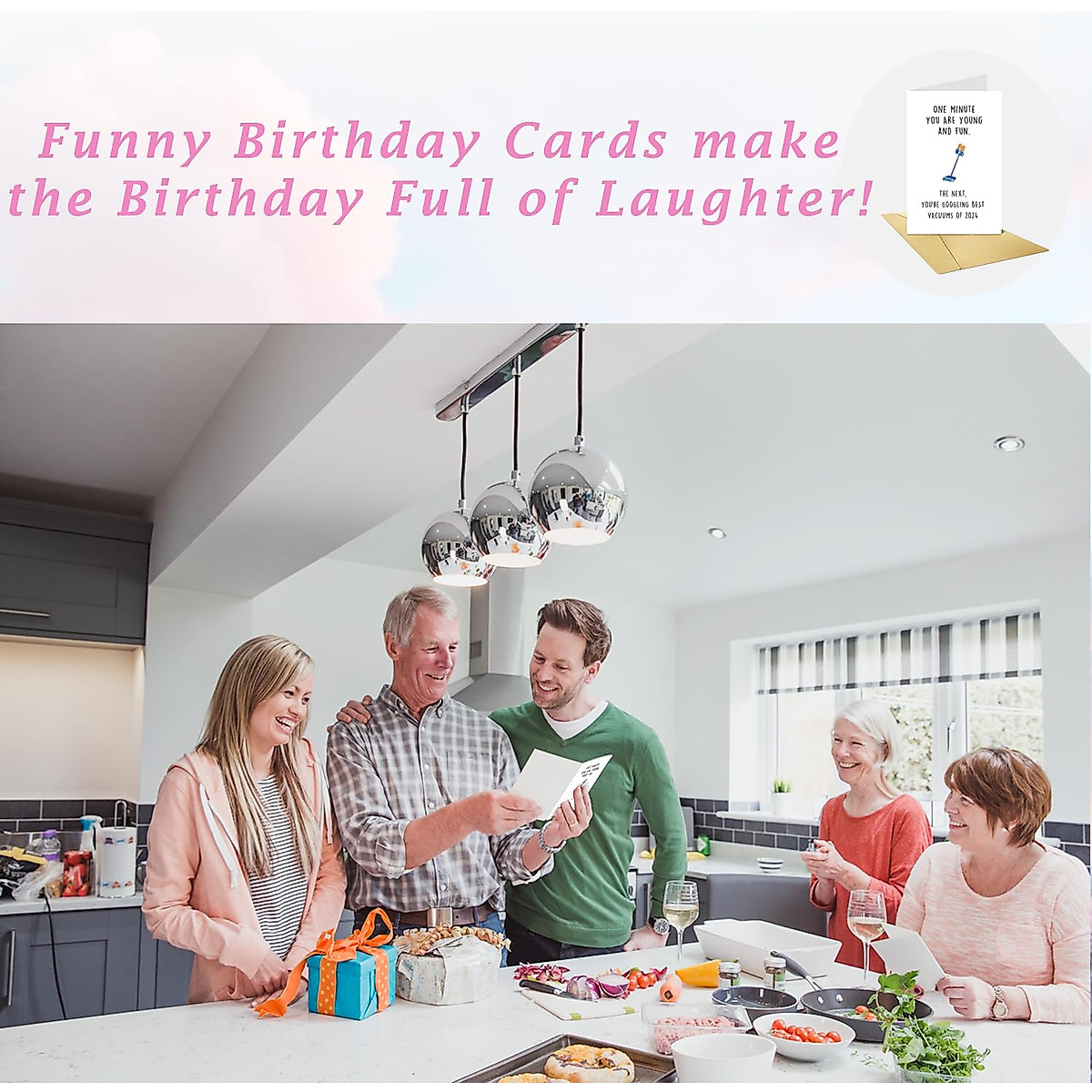 Funny Birthday Card for Women Men, Happy 40th 50th 60th 70th 80th 90th Birthday Cards for Dad Mom Sister Brother Friend, Happy Birthday Card for Grandma Grandpa with Sticker And Envelopes