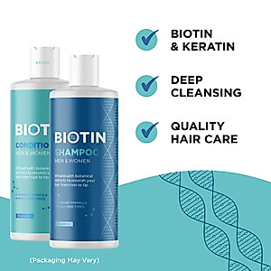 Hair Thickening Products for Women and Men - Sulfate Free Hair Thickening Shampoo and Biotin Hair Growth Conditioner plus Hair Oil for Dry Damaged Hair and Growth with Rosemary Oil for Hair Growth