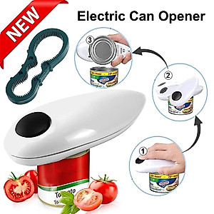 EKeSa One-click electric can opener, Smooth Edge Food Safe automatic can opener Electric Kitchen fits almost all jar sizes, hands-free battery can opener White, 16.6*8*6