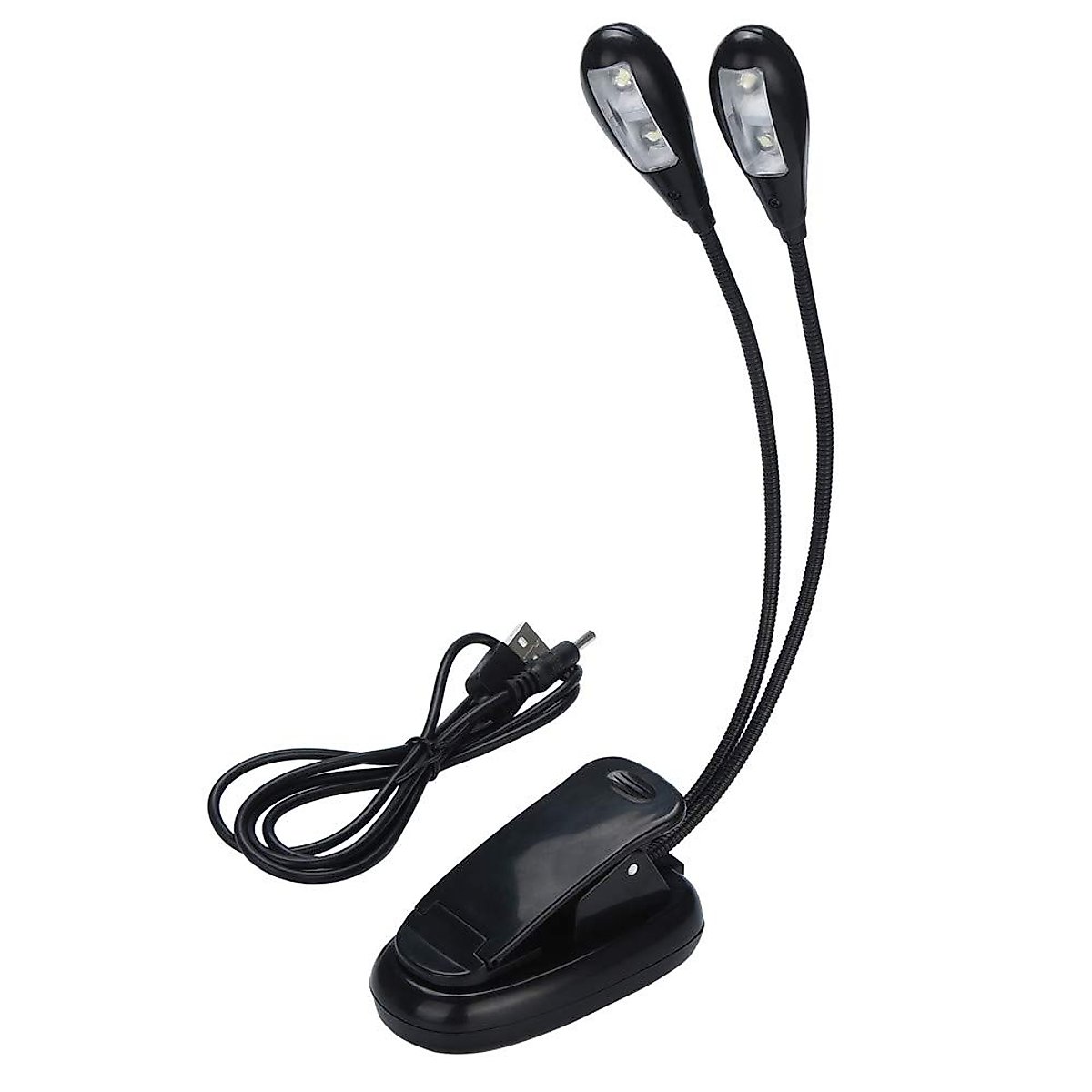 Toxz Mini Portable LED Double Arms Desk Table Lamp with Clip,Battery/USB Powered,Reading Light,Adjustable Brightness,Protect Eyes