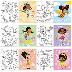 Tatuo 6 Pieces Black Girl Pre Drawn Canvas for Painting 8 x 10 Inch Pre Drawn Stretched Canvas Stretched Outline Canvas Sip and Paint Kit for Adults Kids Paint Birthday Gifts