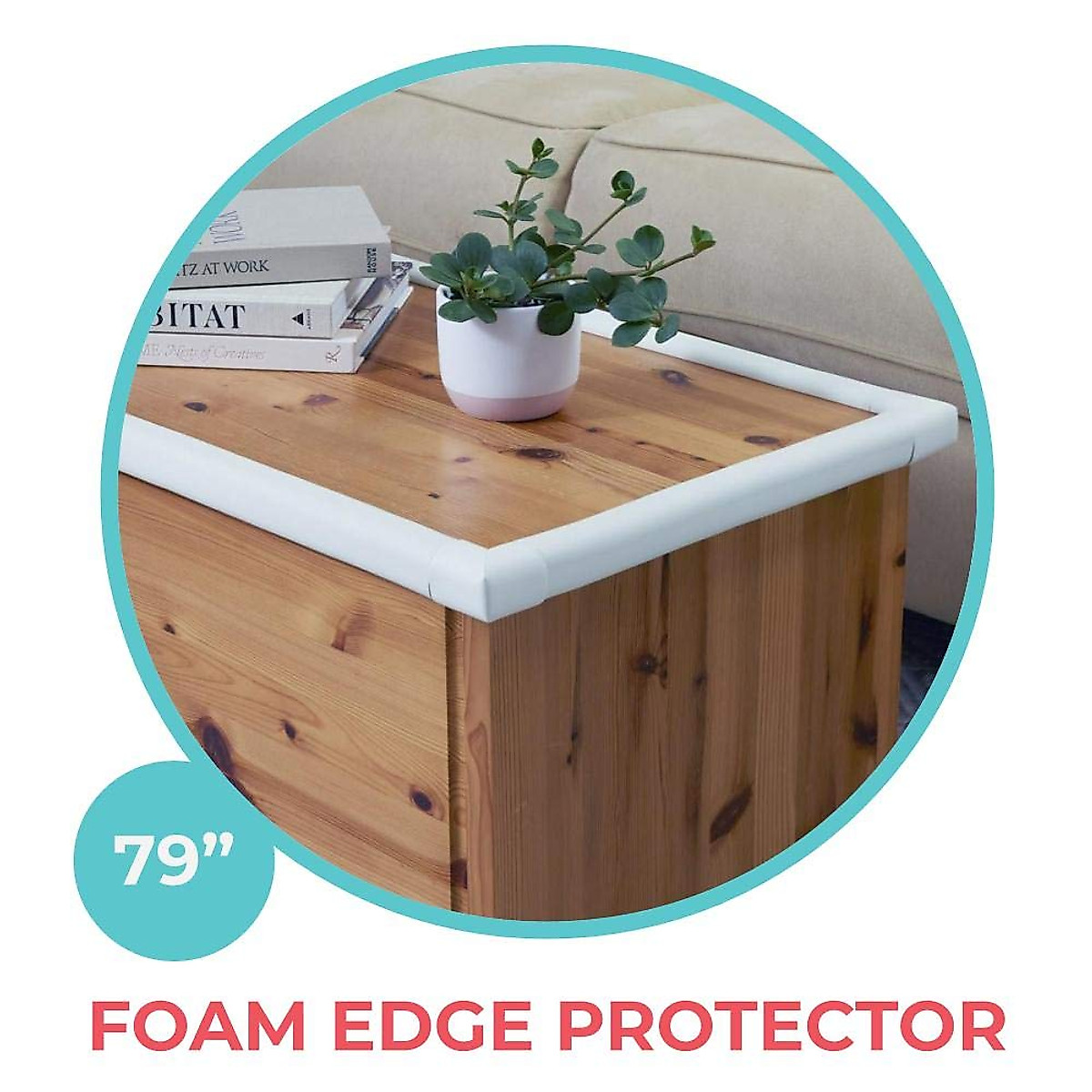 Toddleroo by North States Foam Edge Protector | Add Safety Around Wood, Glass or Stone Edges with Impact Absorbing Foam Protector | Baby Proof with Confidence (79" Roll, White)