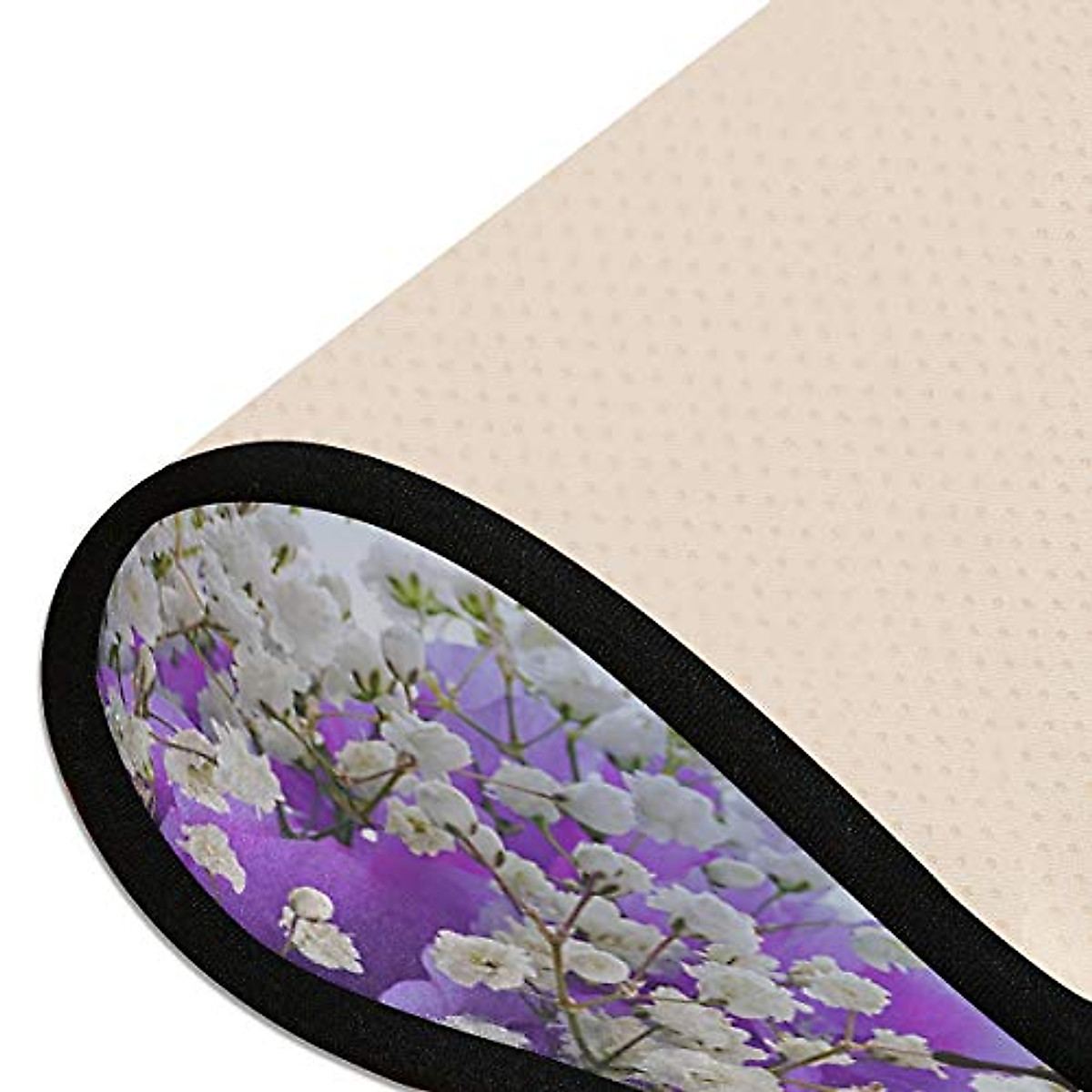 Purple Flowers and Butterflies Kitchen Rugs Non-Slip Soft Doormats Bath Carpet Floor Runner Area Rugs for Home Dining Living Room Bedroom 72" X 24"
