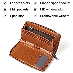 BOSTANTEN Womens Leather Wallets RFID Blocking Large Capacity＆Leather 15.6 inch Laptop Backpack Computer Bag