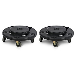 (2 Pack) 18" Trash Can Dolly with Wheels, Black Garbage Roller Base, Transports 20, 32, 44 and 55G Brute Containers