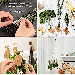 Herb Drying Rack Flower Drying - Boho Kitchen Decor Herb Dryer with Banana Hook - Handcrafted Macrame Mobile Hanging Drying Rack and Banana Hanger - Ready to Use with Ceiling Hook
