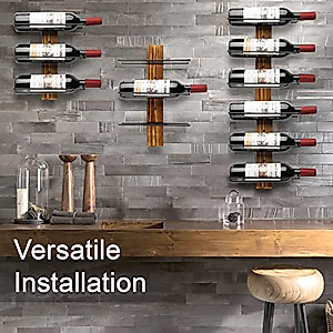 Feemiyo Wine Rack Wall Mounted,Wall Wine Rack for 9 Wine Bottles,Pine Wood Wine Racks for Wall,Wine Holder Wall-Mounted Wine Bottle Racks for Kitchen,Dining Room,Bar