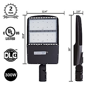 WAHADI 4 Pack 300W LED Parking Lot Lights,5700K Daylight White Shoebox Pole Light, 750W MH/HPS Replacement, Waterproof Outdoor Area Street Court Security Lighting Fixture,UL DLC Listed