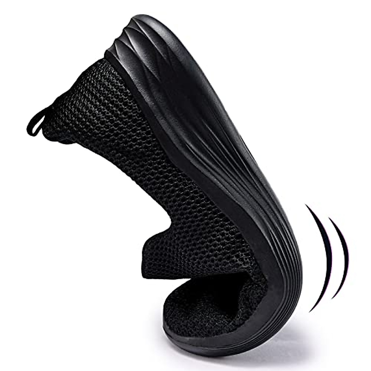 Womens Walking Shoes Breathable Mesh Loafers Lightweight Slip-on Sneakers Non Slip Casual Shoes, All Black, Size 8