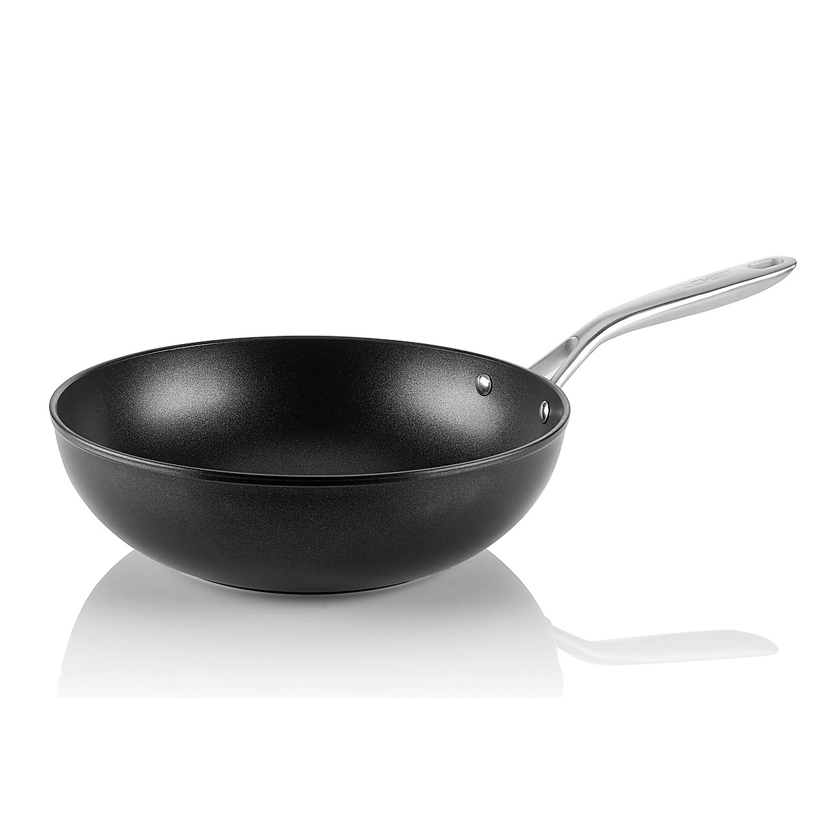 TECHEF - Onyx Collection, 12-Inch Nonstick Flat Bottom Wok/Stir-Fry Pan - PFOA Free, Dishwasher and Oven Safe, Made in Korea