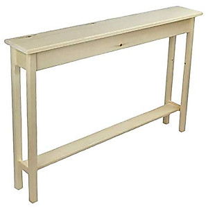 60" Narrow Console Sofa Table - Unfinished Foyer Pine Table With Bottom Storage Shelf