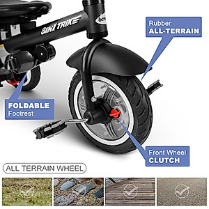 besrey Toddler Tricycle with Push Handle, Tricycle for toddlers 1-3， Baby Tricycle， Kids Tricycle, Tricycle Stroller with Push Handle, Trike for Toddlers, All Terrain Rubber Wheel, 360° Swivel Seat