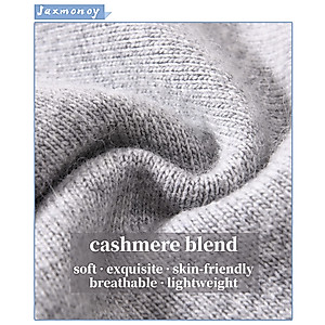 jaxmonoy Wool Cashmere Slouchy Knit Beanies Winter Hats for Women Men Soft Warm Double Layer Reversible Slouch Cuffed Skull Beanie Cap - Light Grey