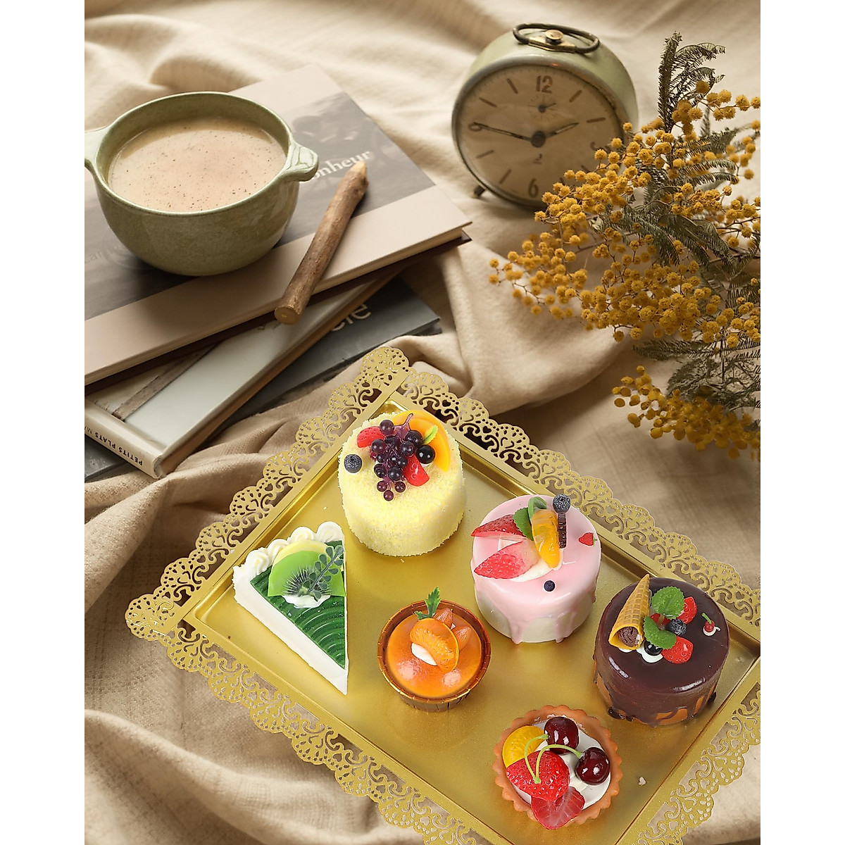 ZUMELER 9Pcs Metal Cake Stands Round Cake Stands Candy Fruite Display Plate Cupcake Serving Tower for Wedding Brithday Party Celebration Home Decoration,gold