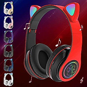 Head-Mounted Folding Wireles Bluetooth Headset - Foldable LED Flashing Light Soft Earmuffs Over Ear Hi-Fi Stereo Wireless Stereo Headphones Gift for Sports Gaming Office Outdoor