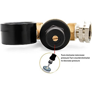 Adjustable Brass Water Pressure Regulator, with Gauge (0-160 PSI), Great for RVs and Boats and Plumbing Fixtures From High Water Pressure, Build-in Oil (NH Threads)